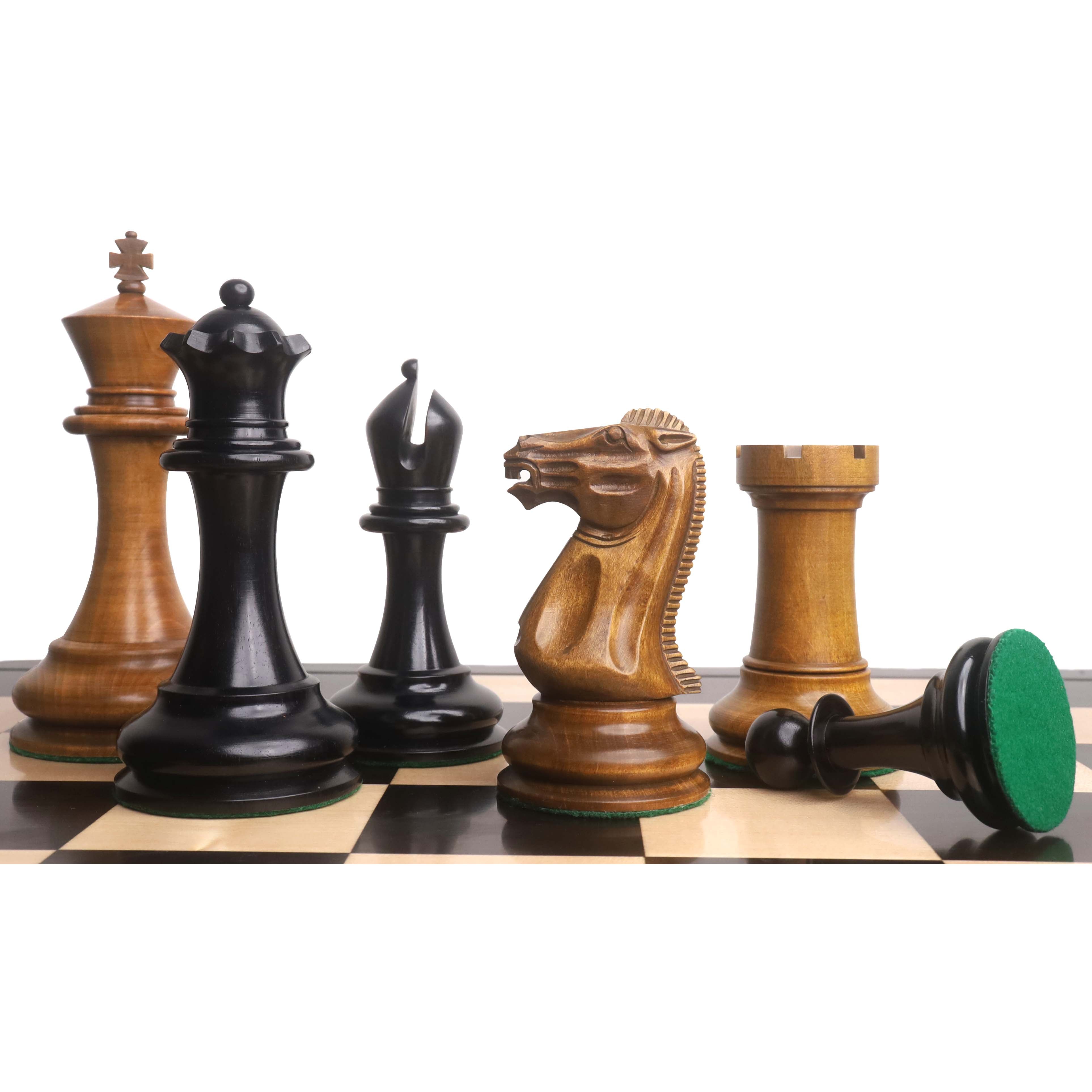 The Giant 1849 Staunton Chess Set- Pieces Only- Ebony & Distressed Box