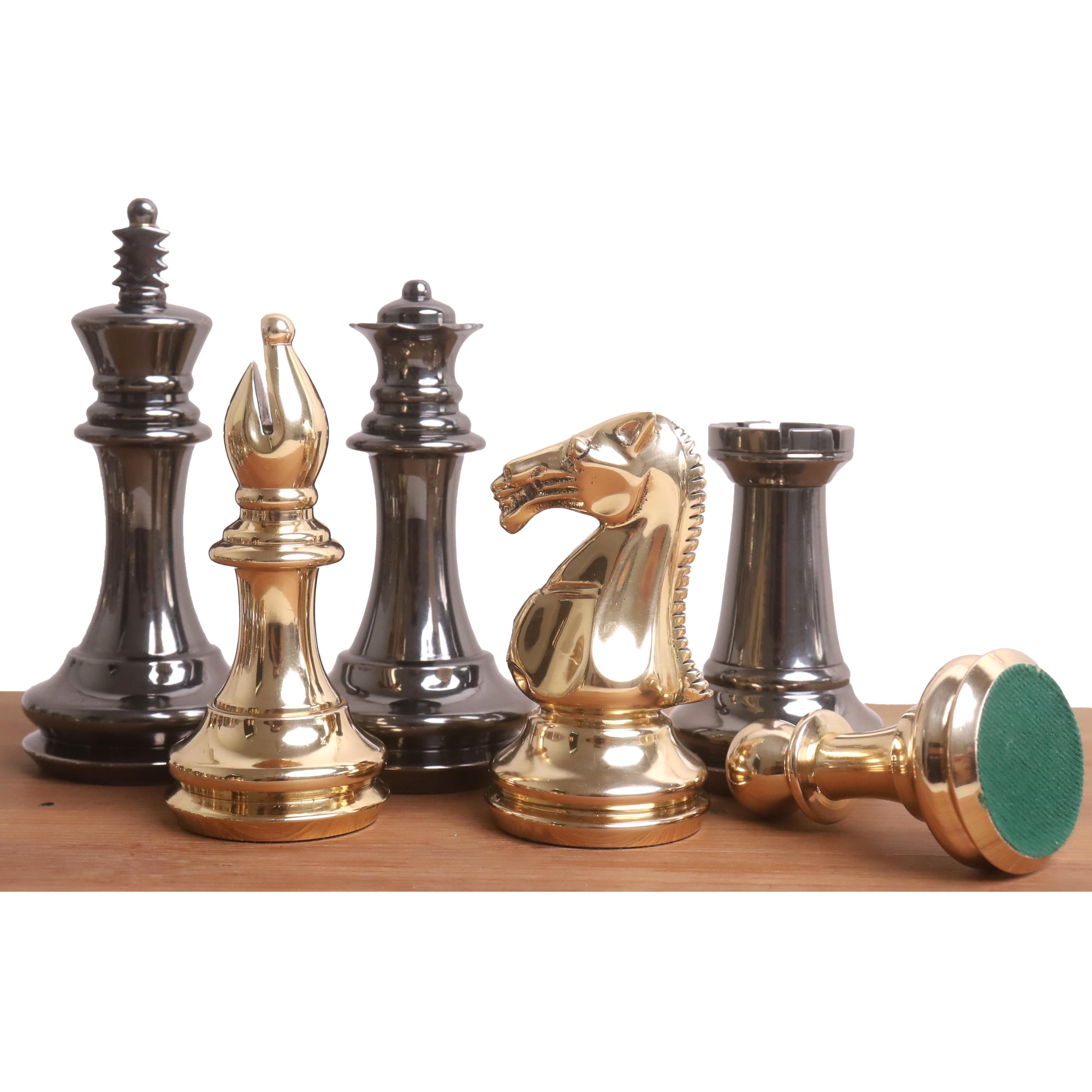 3.9" Fierce Knight Series Brass Metal Luxury Chess Set - Pieces Only