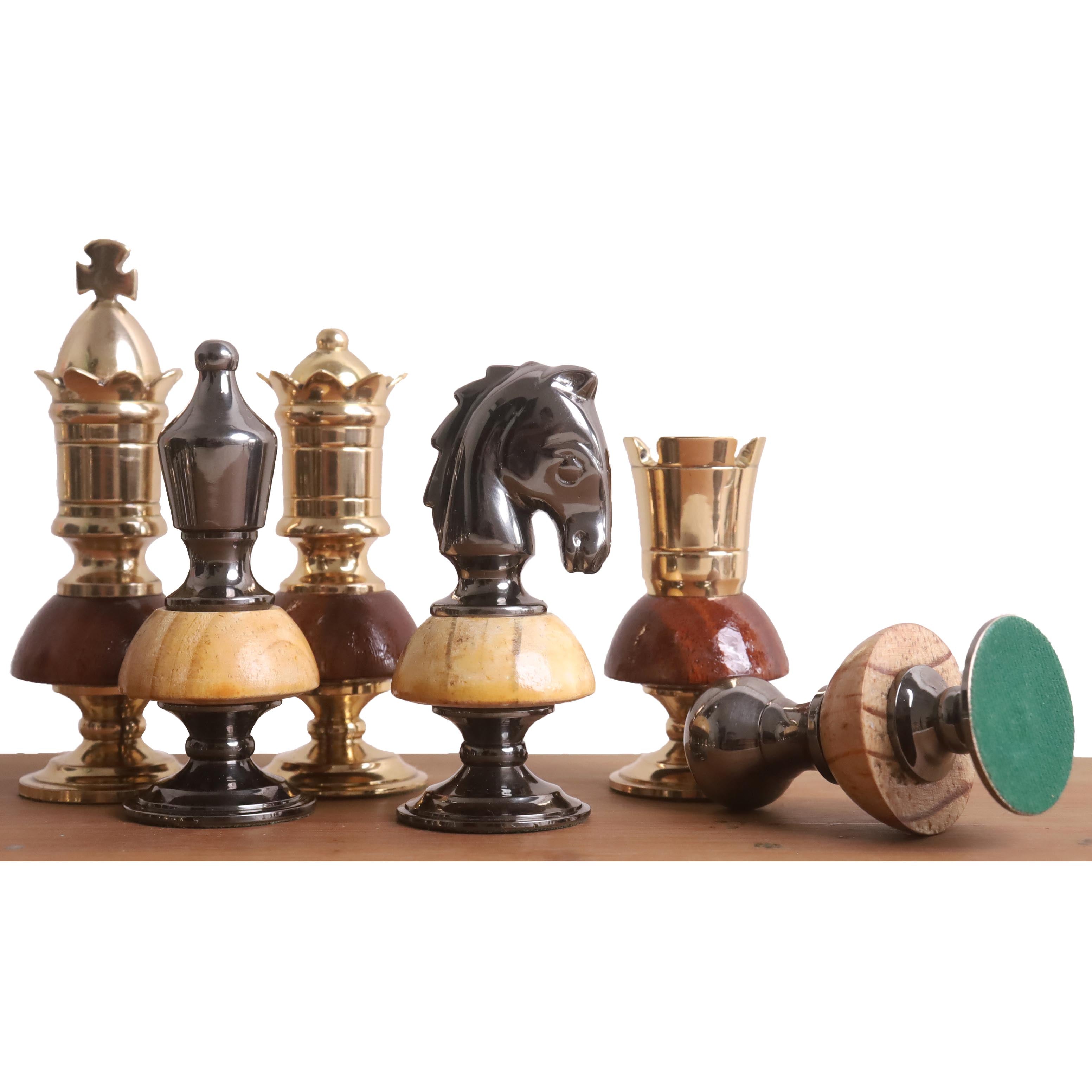 3.7" Victorian Fusion Series Brass Metal Luxury Chess Set - Pieces Onl