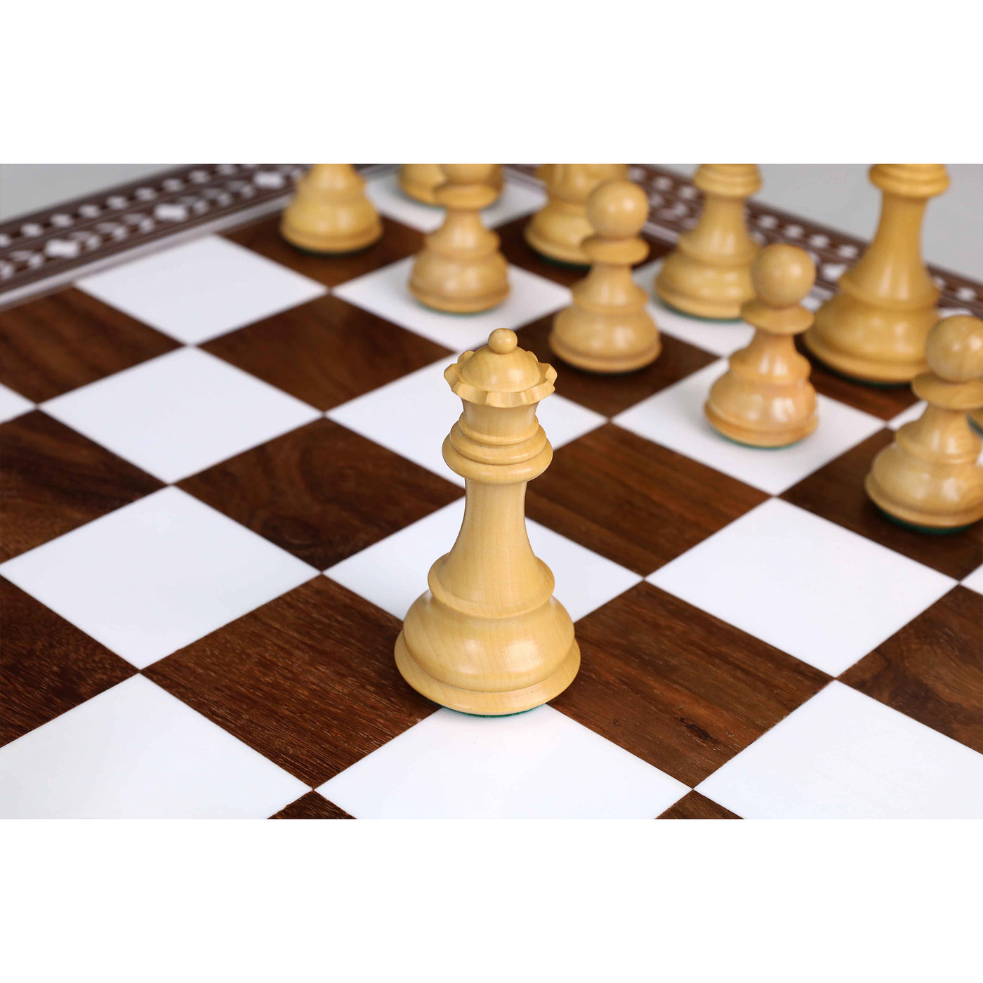3.9" Craftsman Staunton Chess Set with 55mm Inlaid Board