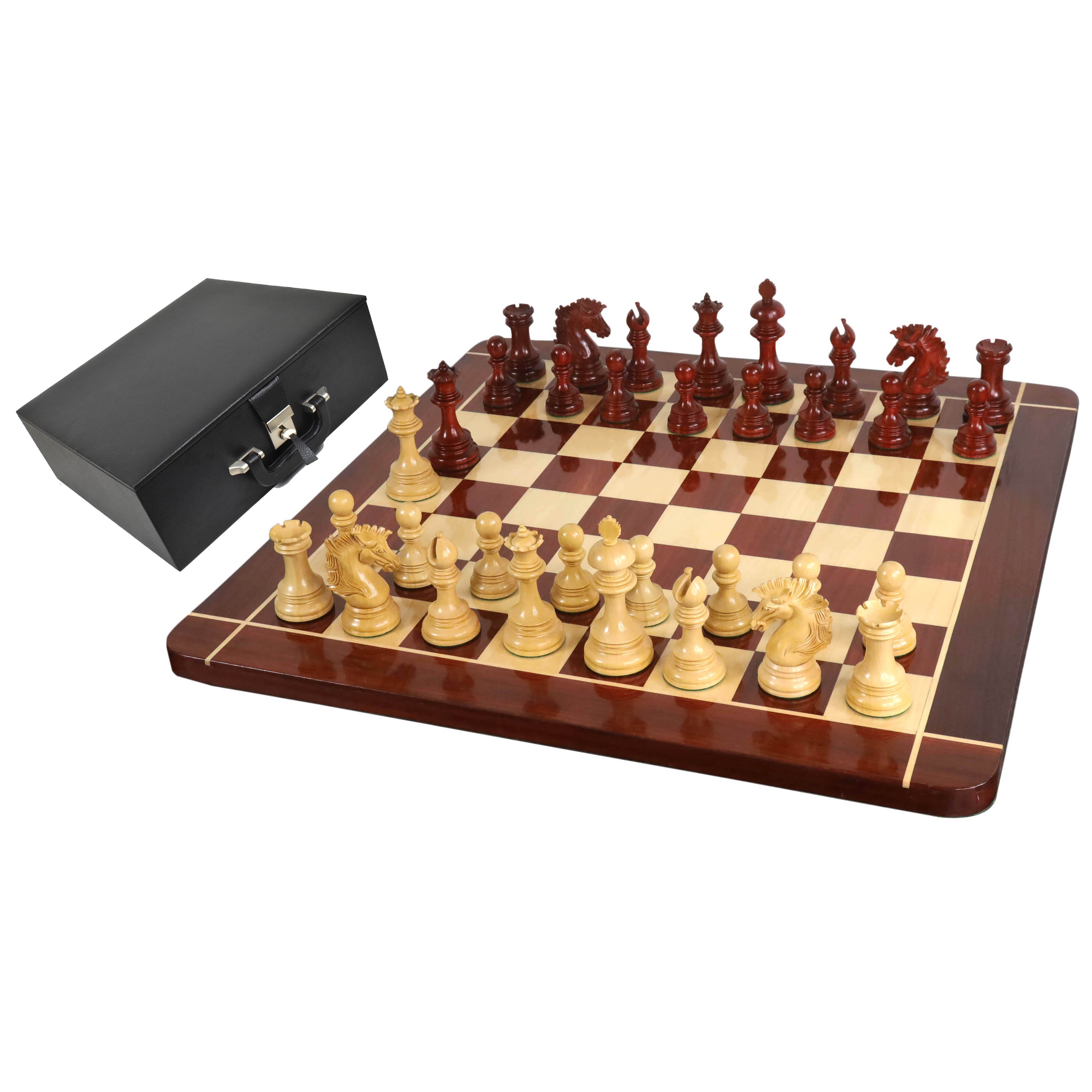 Combo of Alexandria Luxury Staunton Bud Rose Wood Chess Pieces with 23