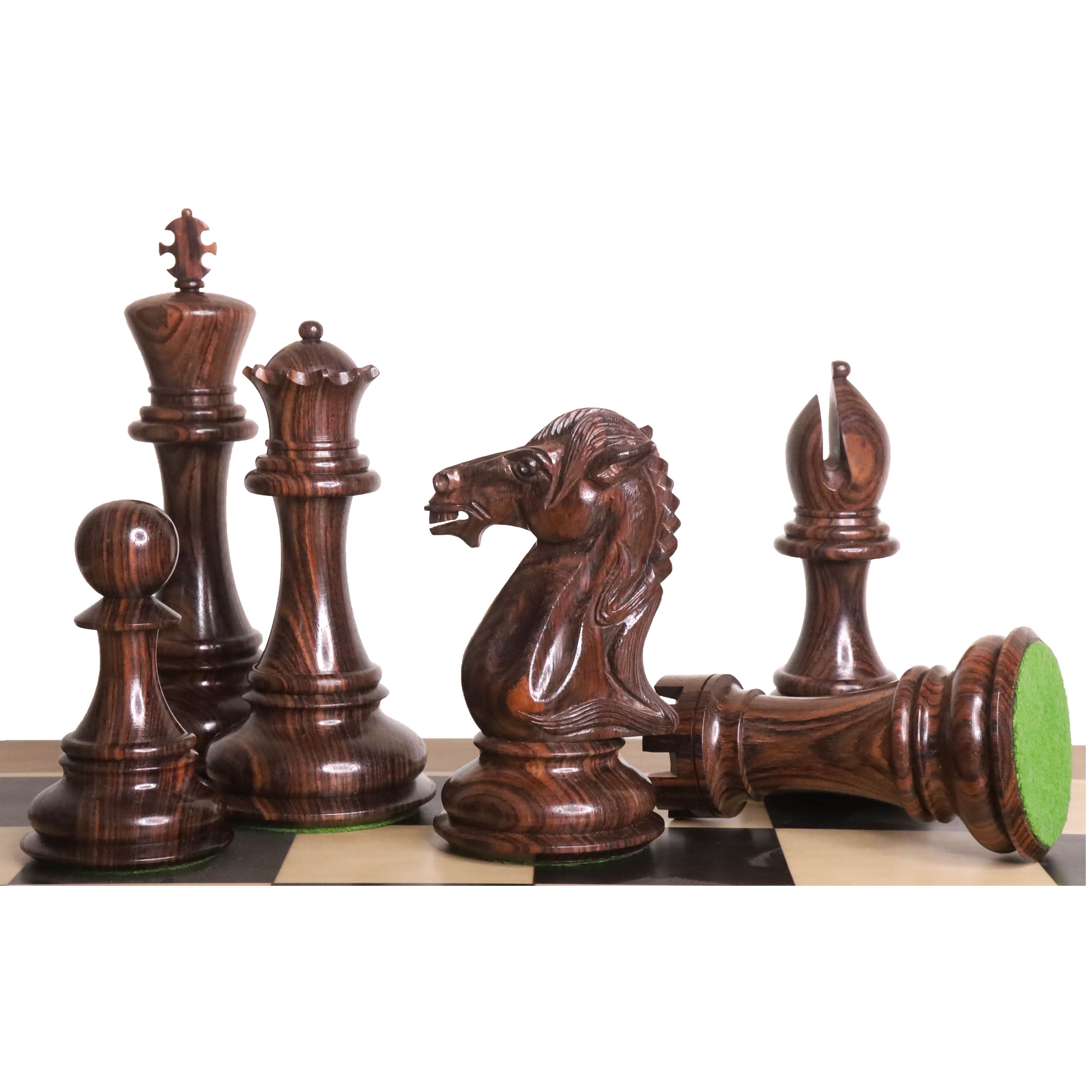 Mammoth Luxury Staunton Chess Pieces Only Set -Rosewood- Triple Weight