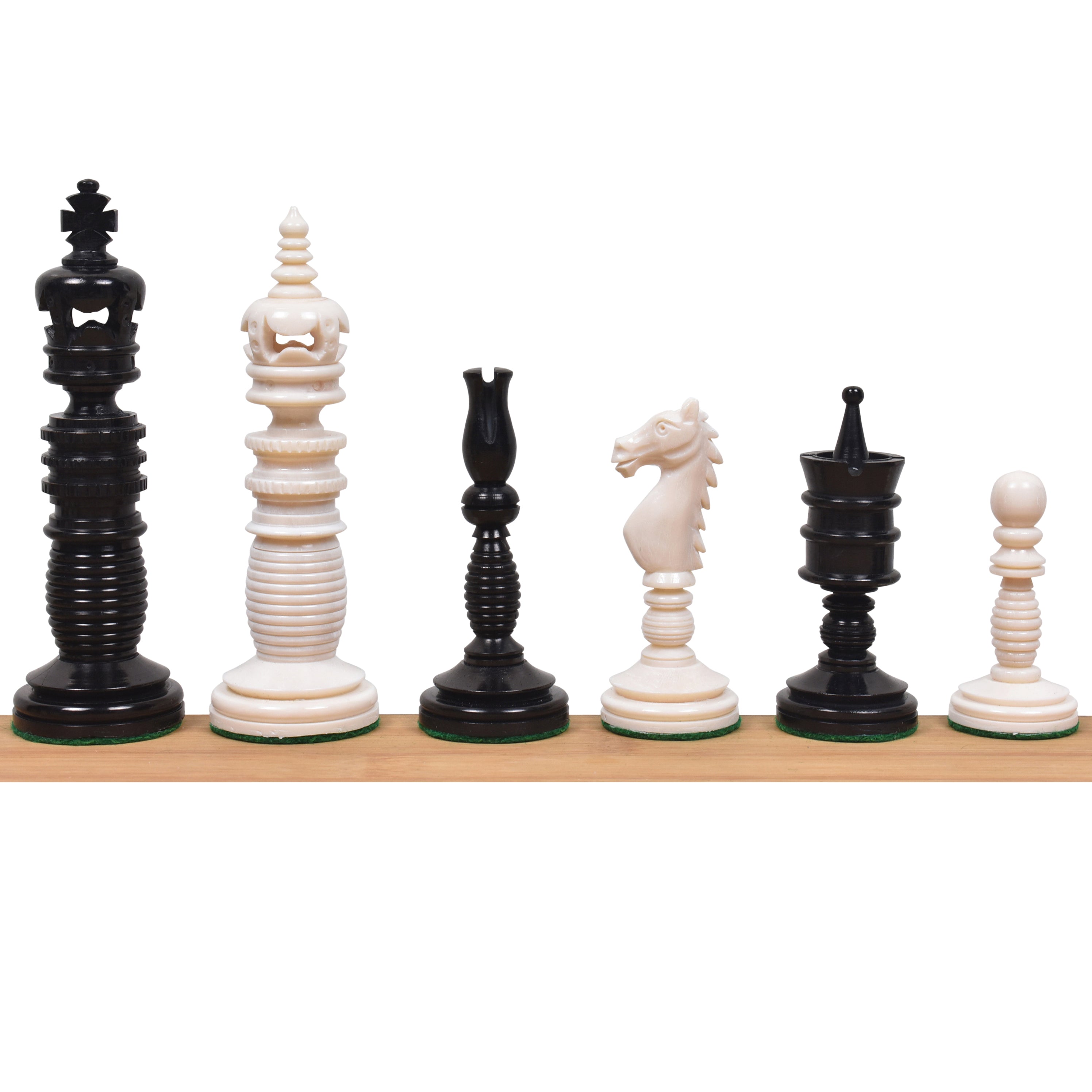 4.4″ Minaret Series Hand Carved Camel Bone Chess Pieces Set–Ivory White