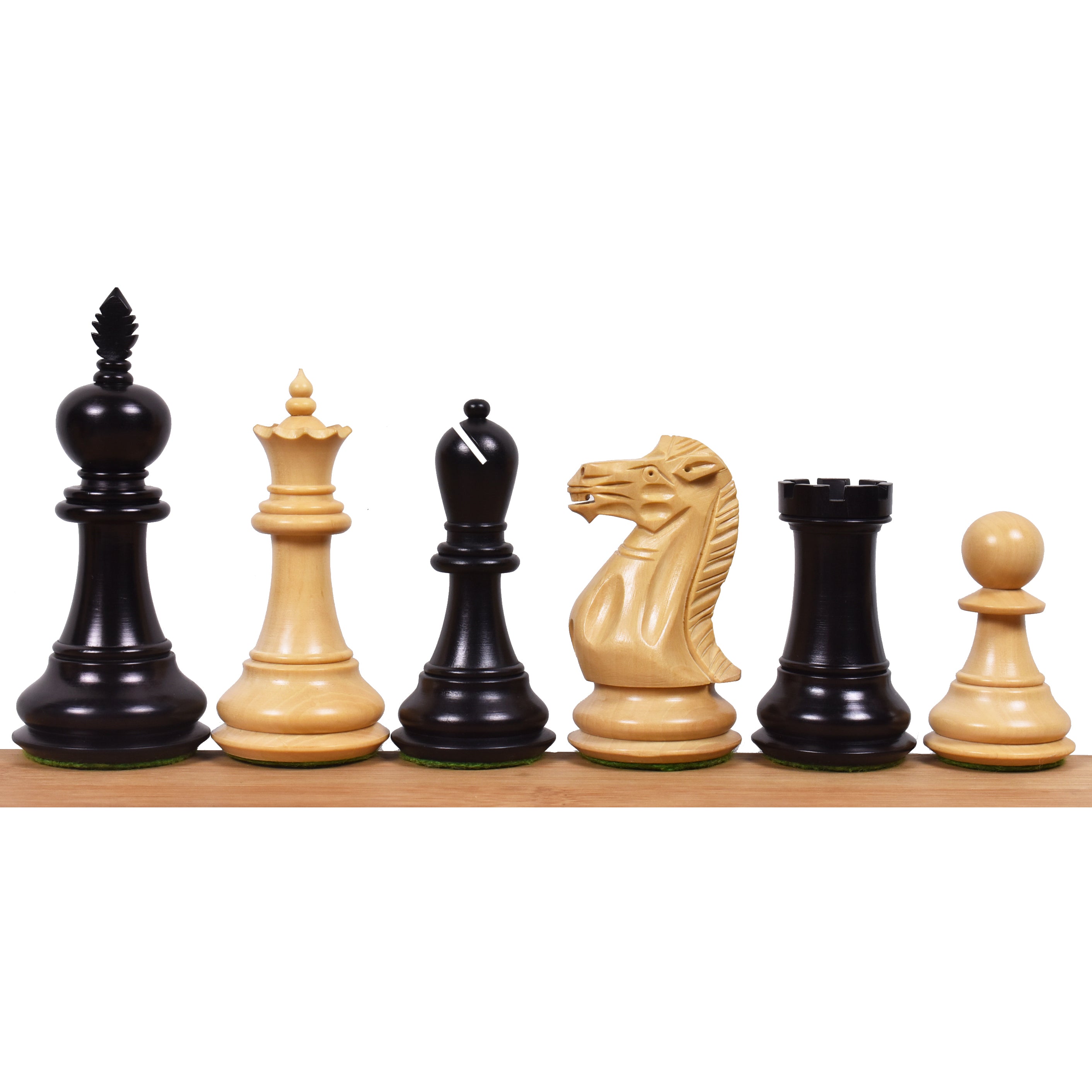4.2" Executive Staunton Chess Pieces Only Set - Weighted-Ebonised-Boxwood