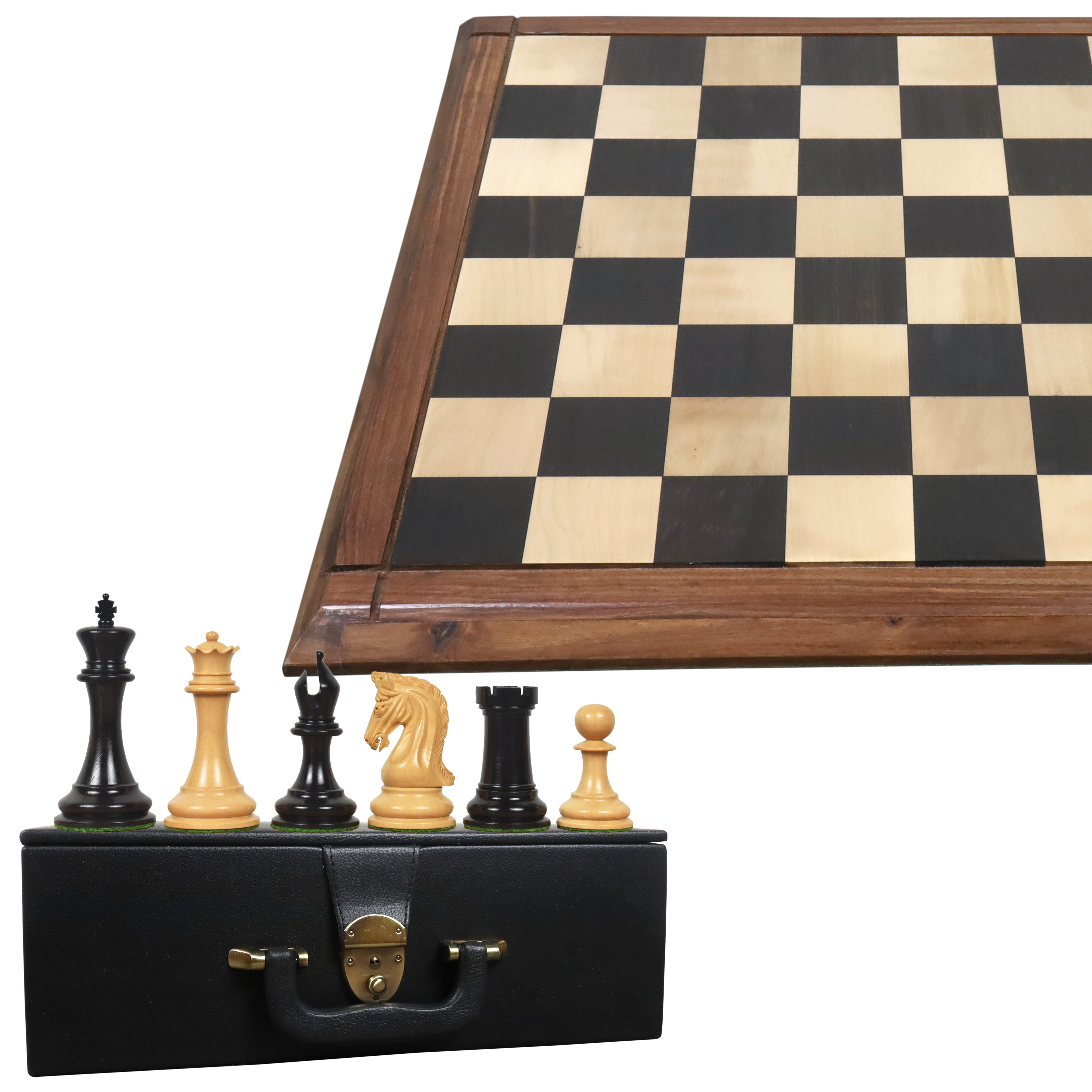 Repro 2016 Sinquefield Staunton Chess Set - Pieces in Ebony Wood
