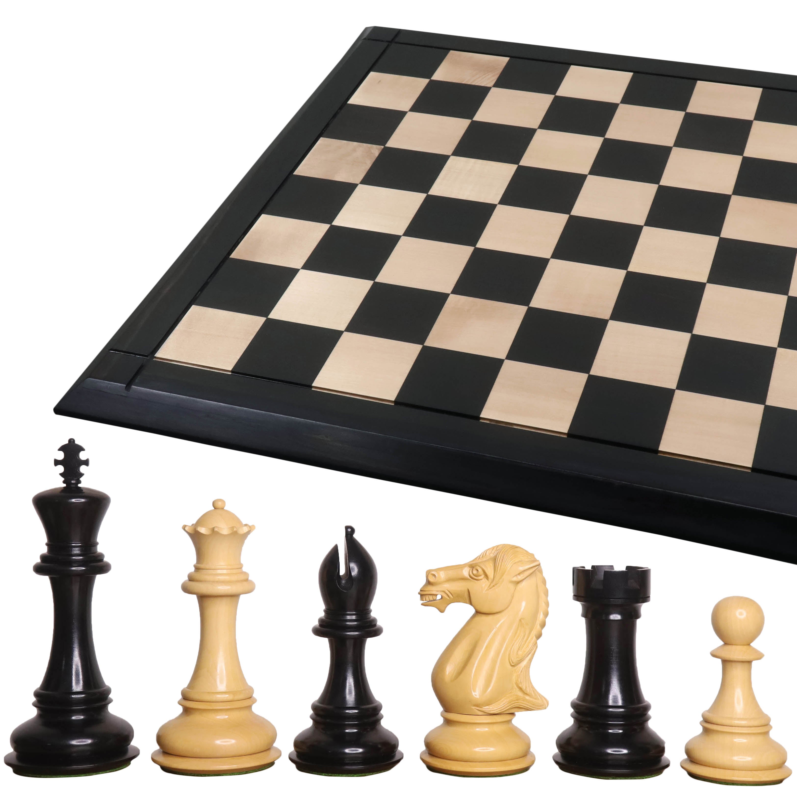 6.1" Mammoth Luxury Staunton Ebony Wood Chess Pieces With 25" Ebony Wo